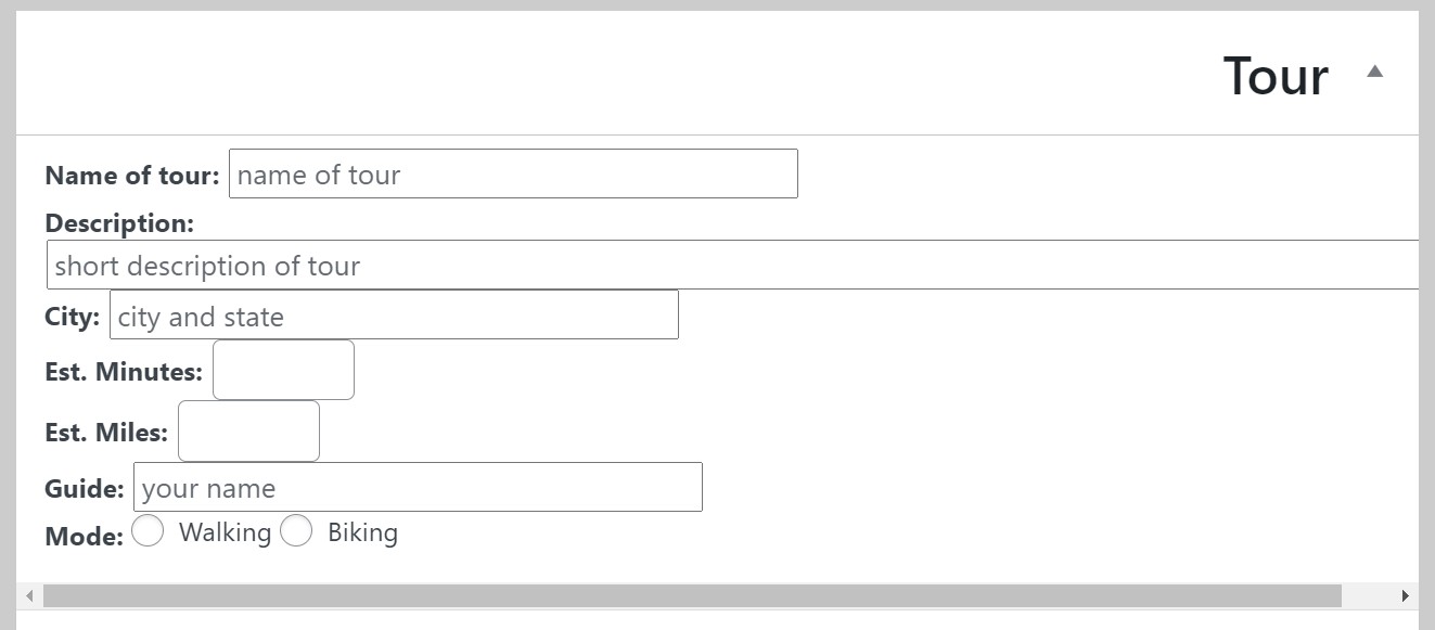 Create a page for the tour – Walking Tours